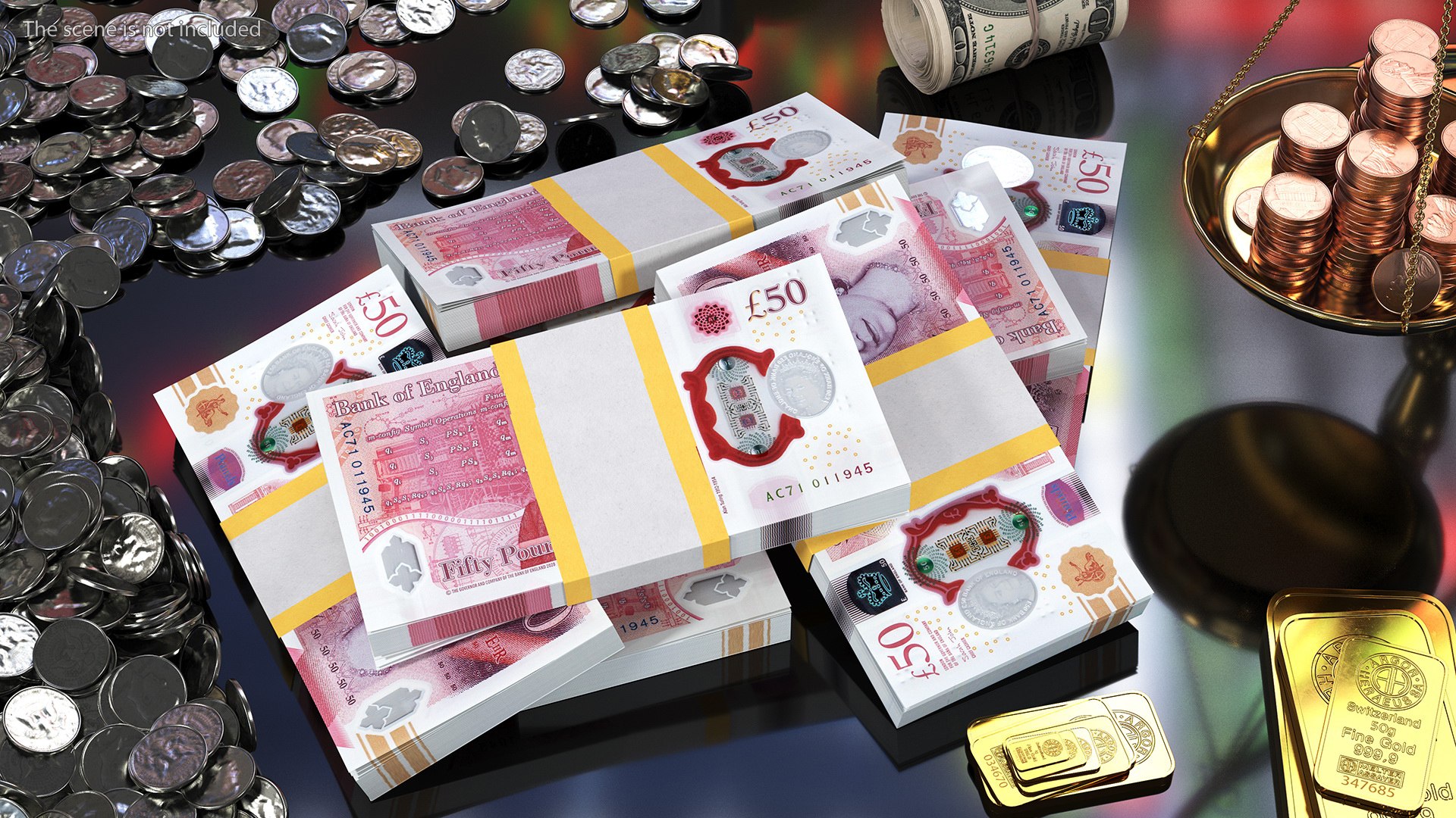 3D model Cash Pile 50 Pounds - TurboSquid 2149936