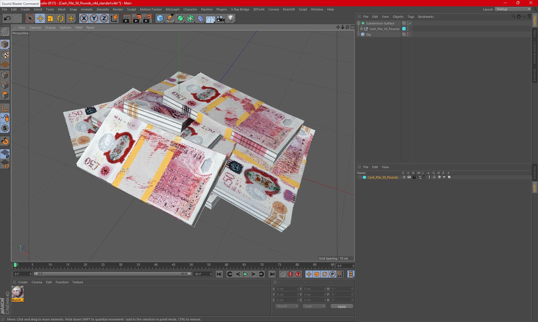 3D model Cash Pile 50 Pounds - TurboSquid 2149936