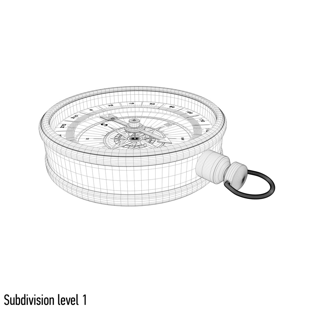 silver compass 3d model