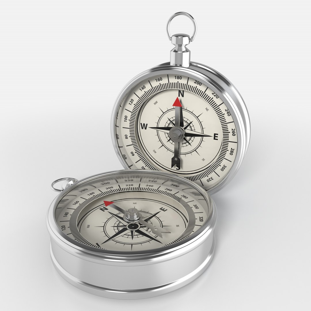 silver compass 3d model