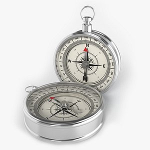 3d model silver compass