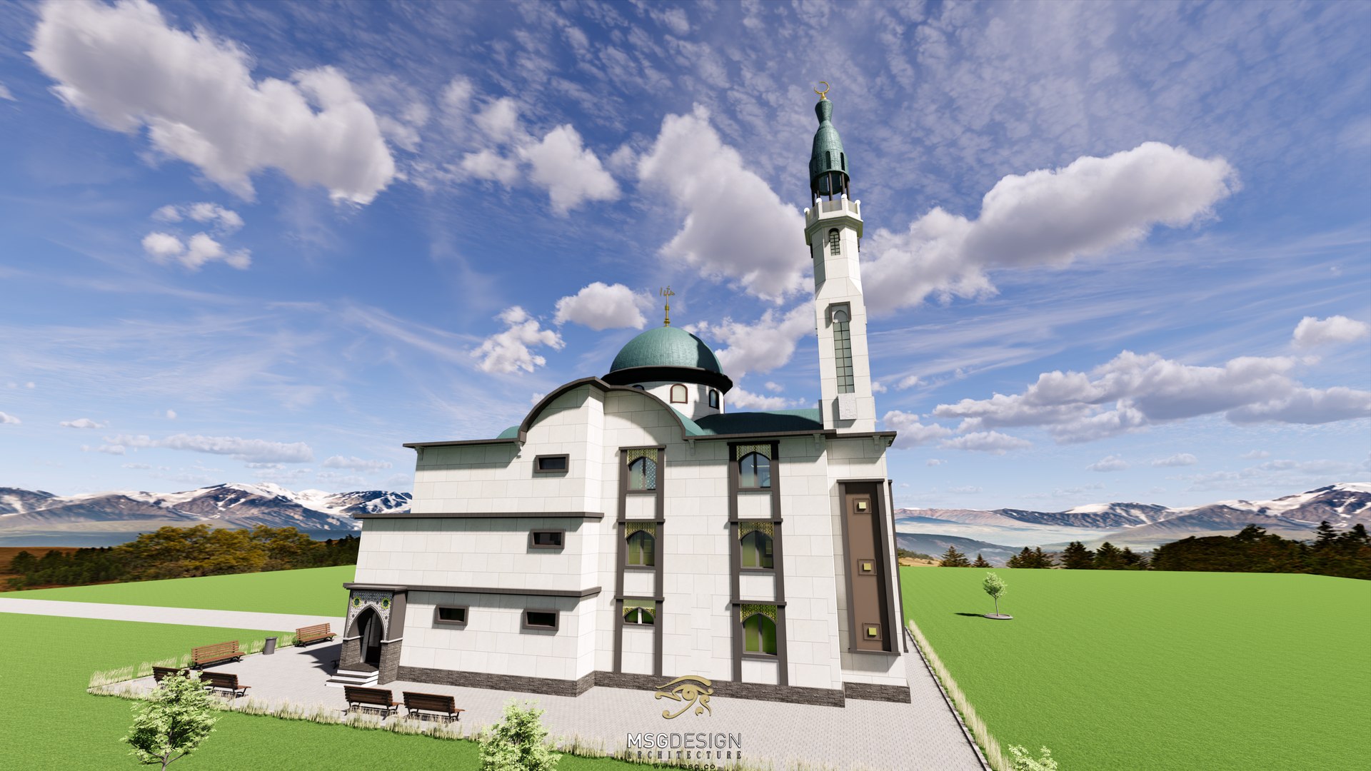 3D Mosque Exterior Design - TurboSquid 2131056