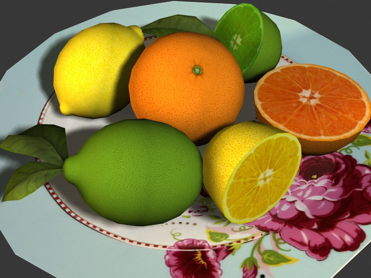 3d fruit pack orange lemon lime model