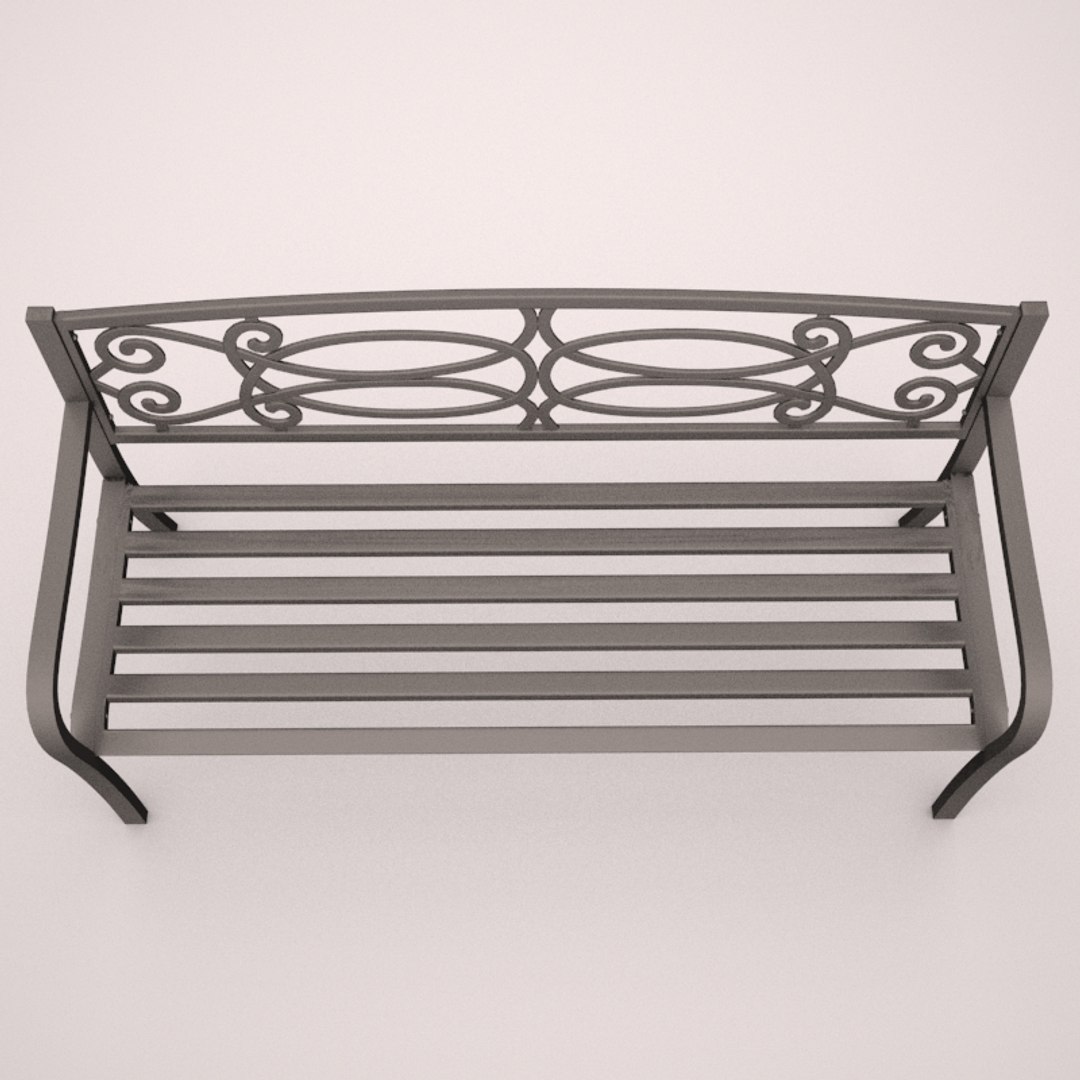 Metallic Garden Bench Obj