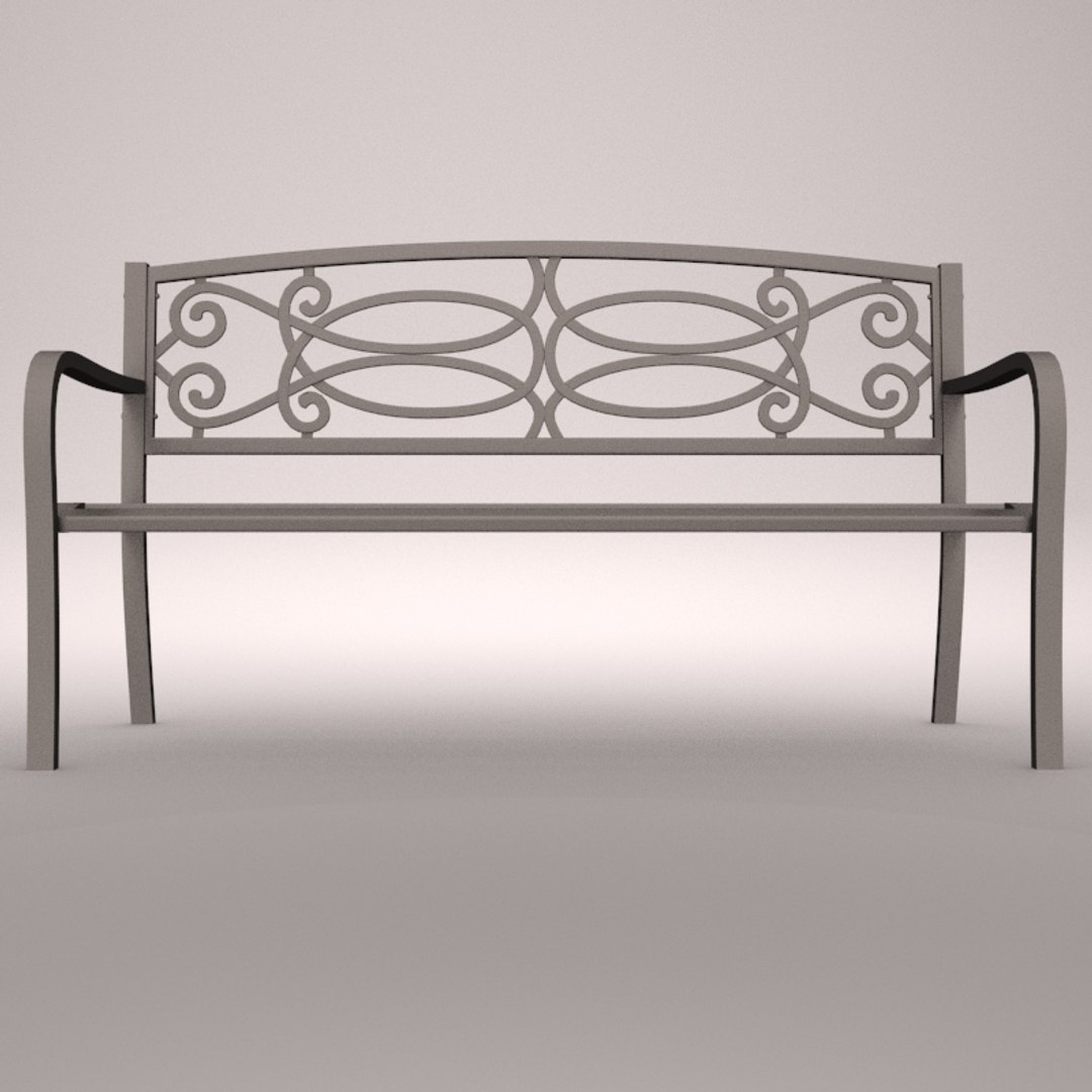 Metallic Garden Bench Obj