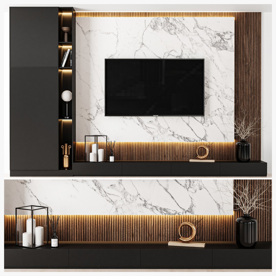 3D TV Wall 05 - TurboSquid 1956256