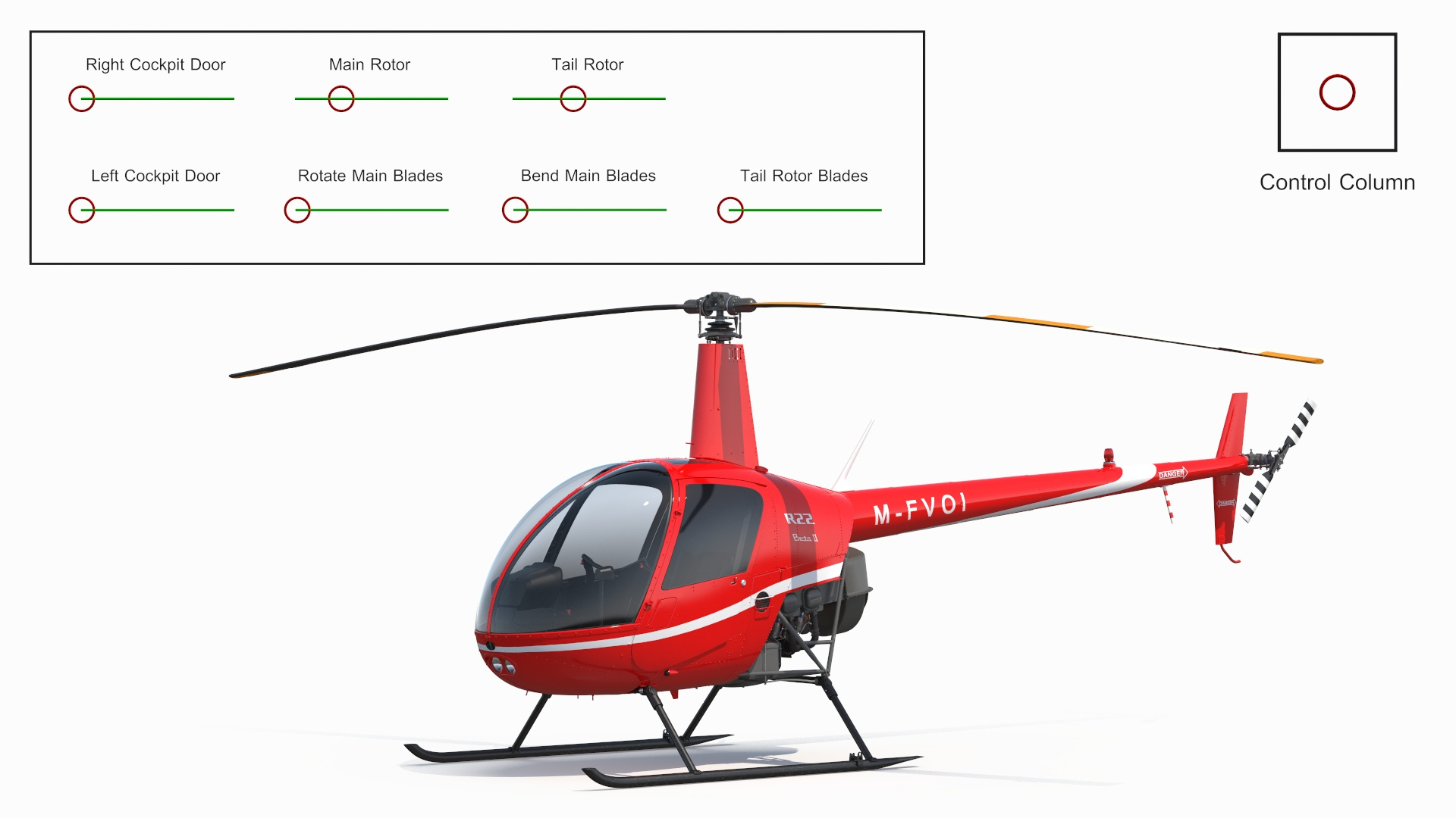 Robinson R-22 Compact Rotorcraft Red Rigged Model - TurboSquid 2499966