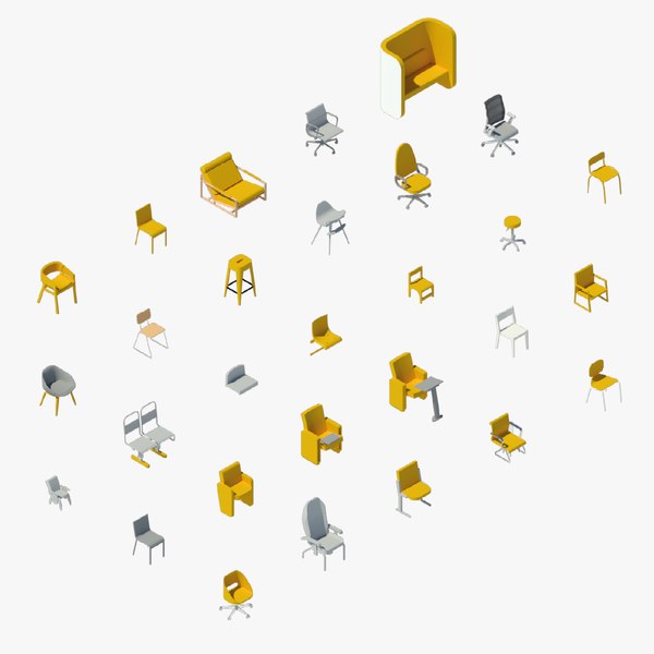 Chairs Seats - Pack of revit families - Revit family model3D模型 ...
