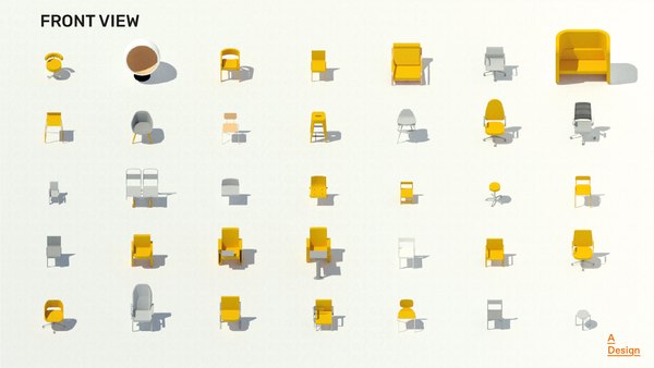 modelo 3d Sillas Asientos - Pack de familias revit - TurboSquid 1916526