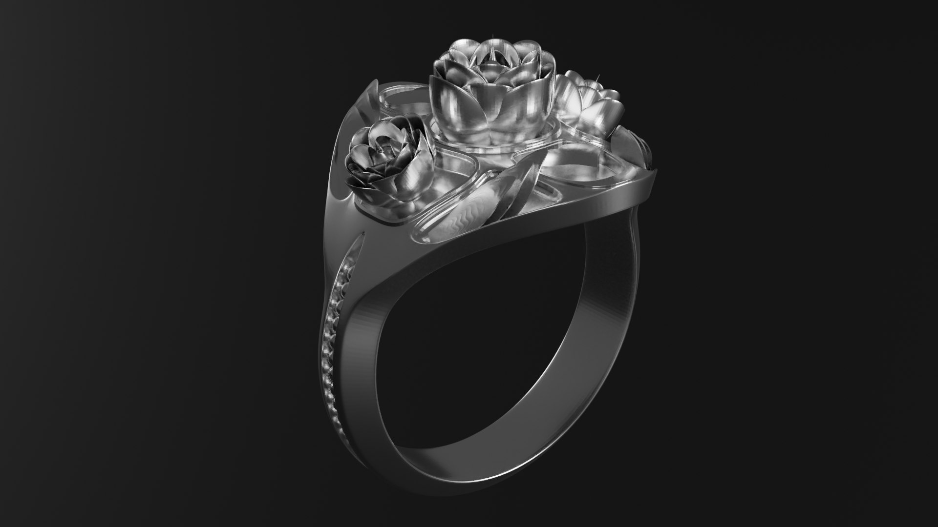 Three Flowers Ring Print 3D Model - TurboSquid 1733393