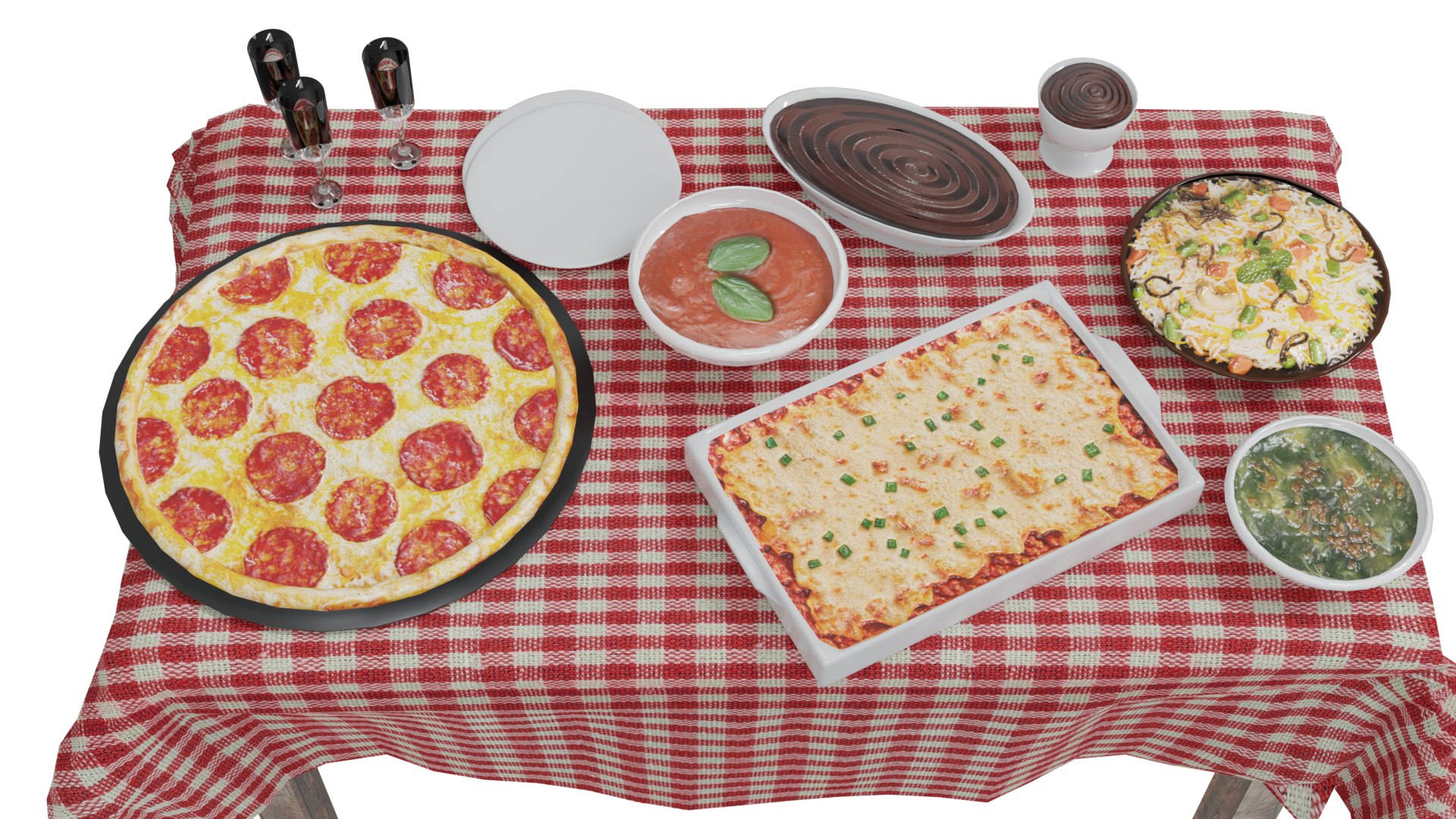 Family Lunch Table - Pack Of 11 Models - Low Poly 3D Model - TurboSquid ...
