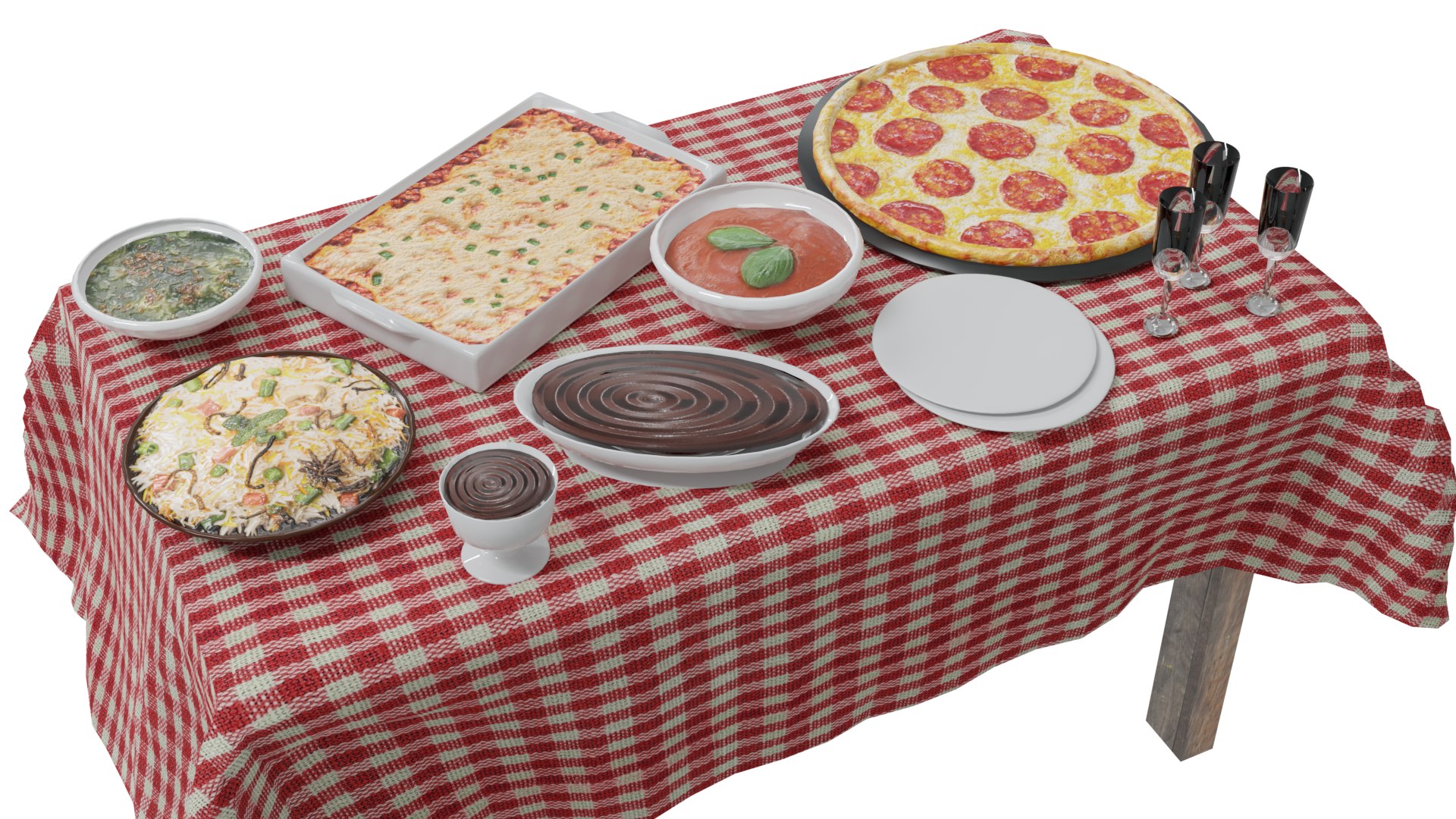 Family Lunch Table - Pack Of 11 Models - Low Poly 3D Model - TurboSquid ...