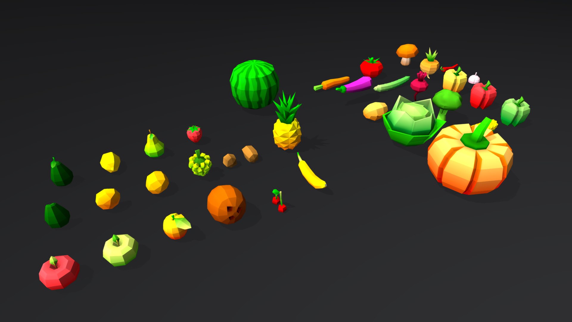 3D Model Fruits Vegetables - TurboSquid 1568351