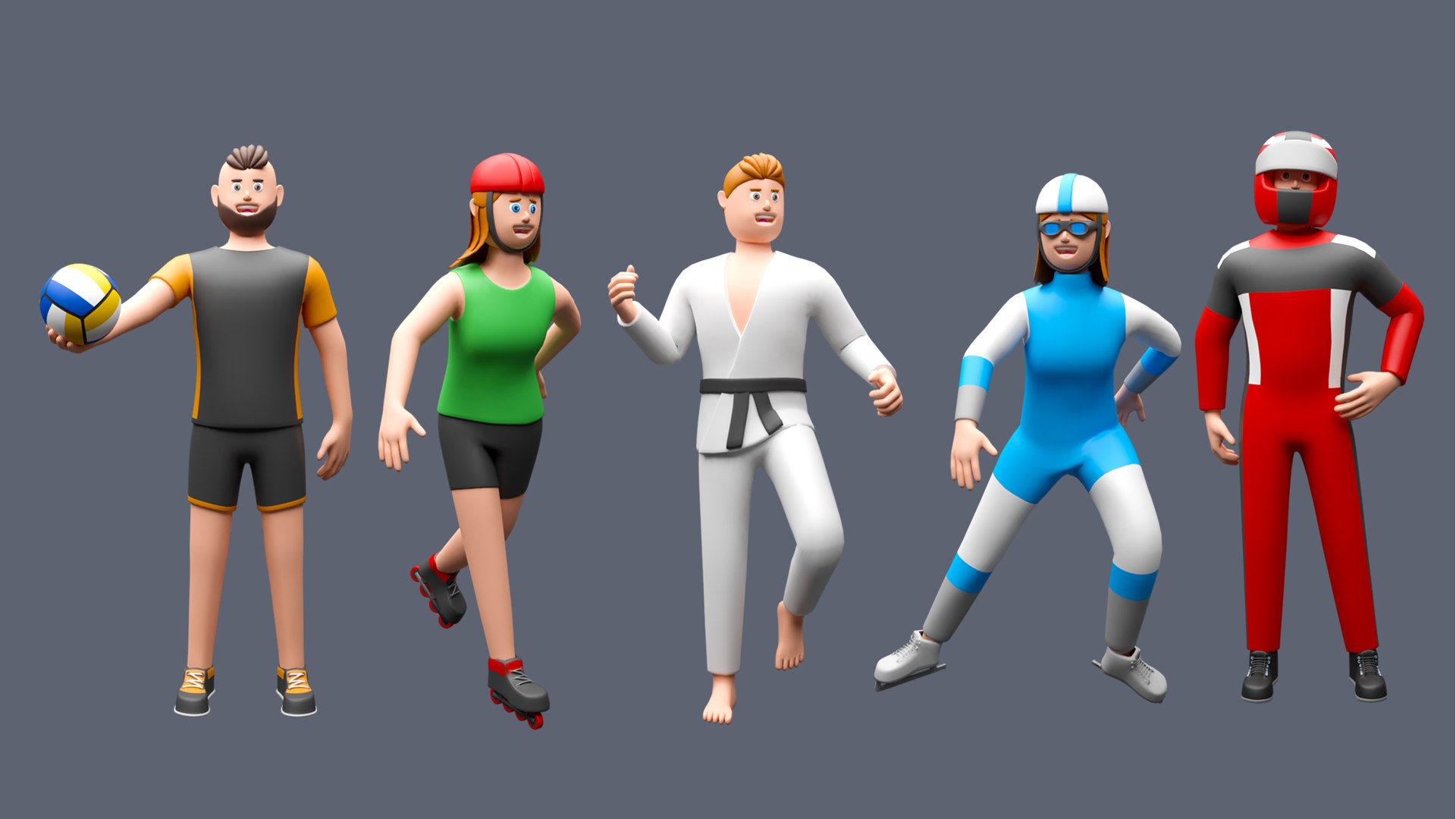 Cartoon Characters 4 Sport 3D - TurboSquid 1987920