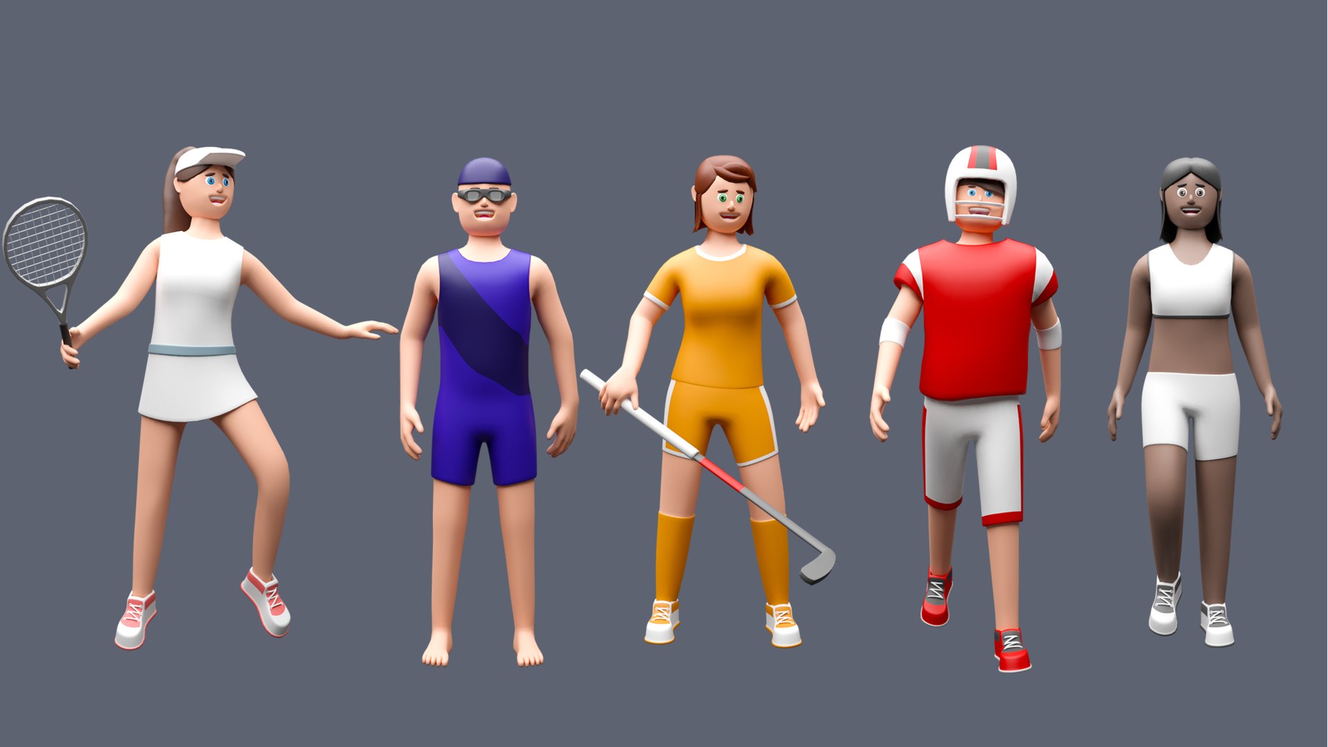 Cartoon Characters 4 Sport 3D - TurboSquid 1987920