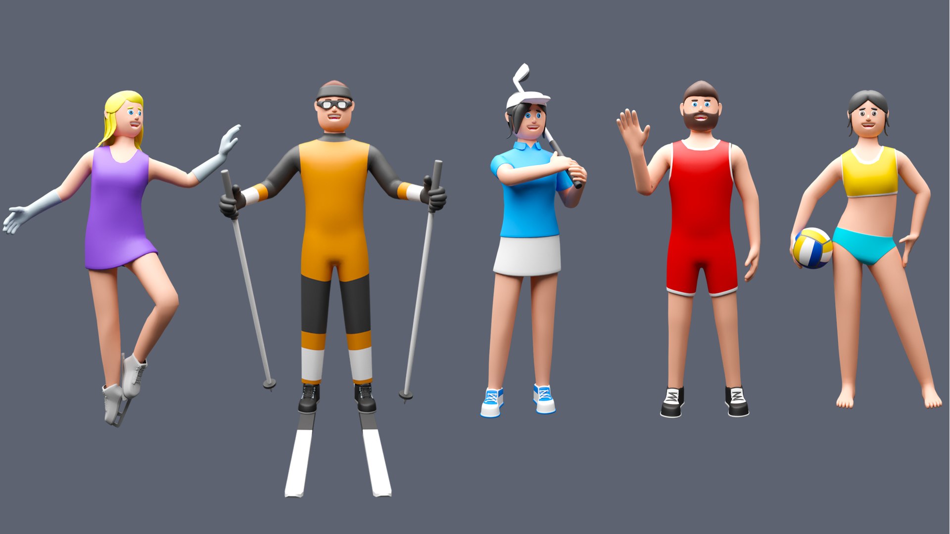 Cartoon Characters 4 Sport 3D - TurboSquid 1987920