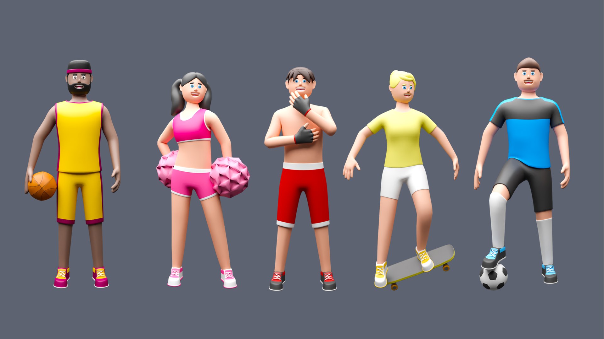 Cartoon Characters 4 Sport 3D - TurboSquid 1987920