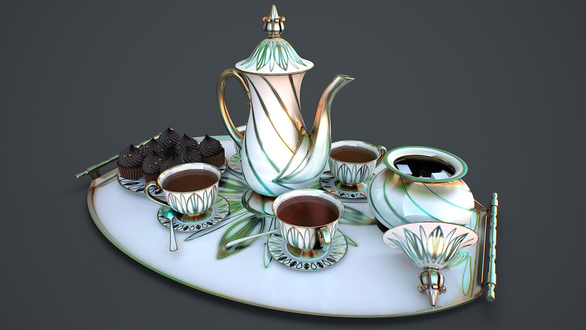 3D Tea Set 1 - TurboSquid 2428448