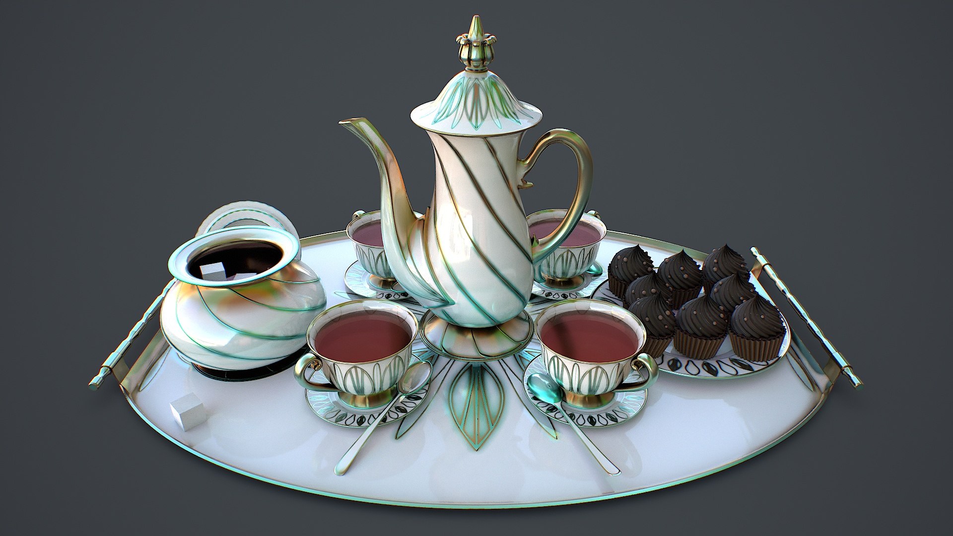3D Tea Set 1 - TurboSquid 2428448