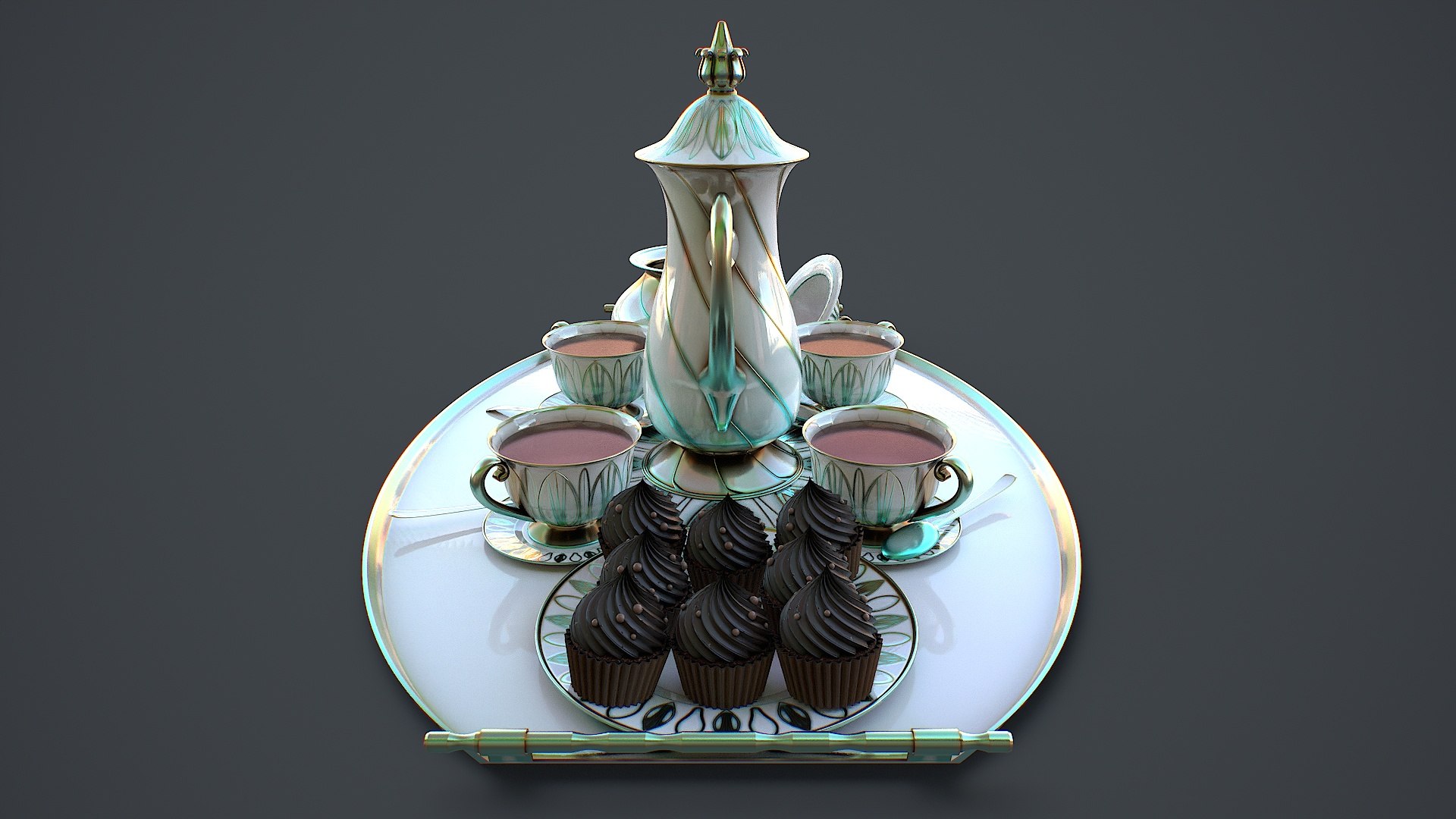 3D Tea Set 1 - TurboSquid 2428448
