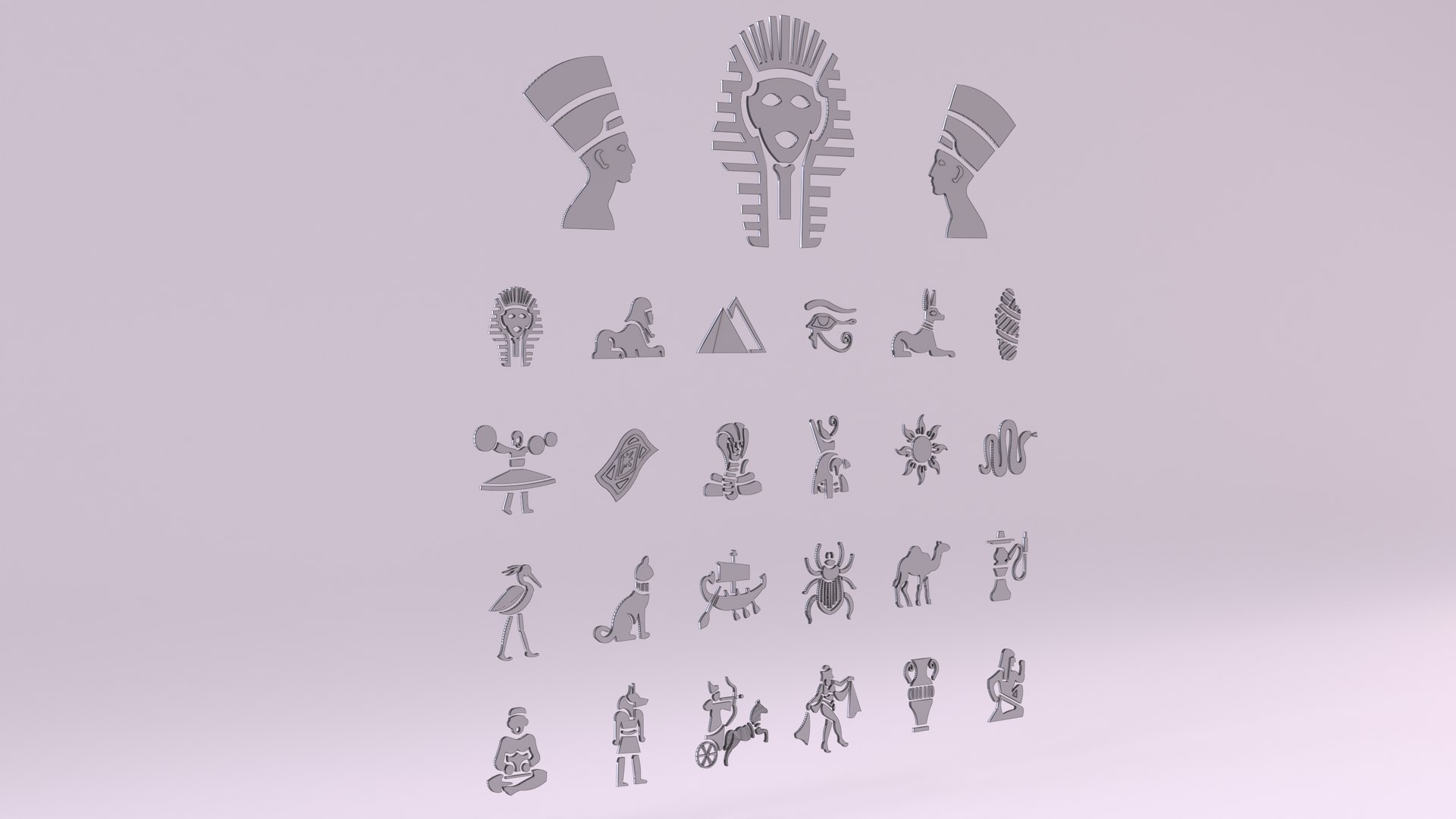 3D Model 10 Models - Egyptian Symbols - Collection 01 - TurboSquid 2234025