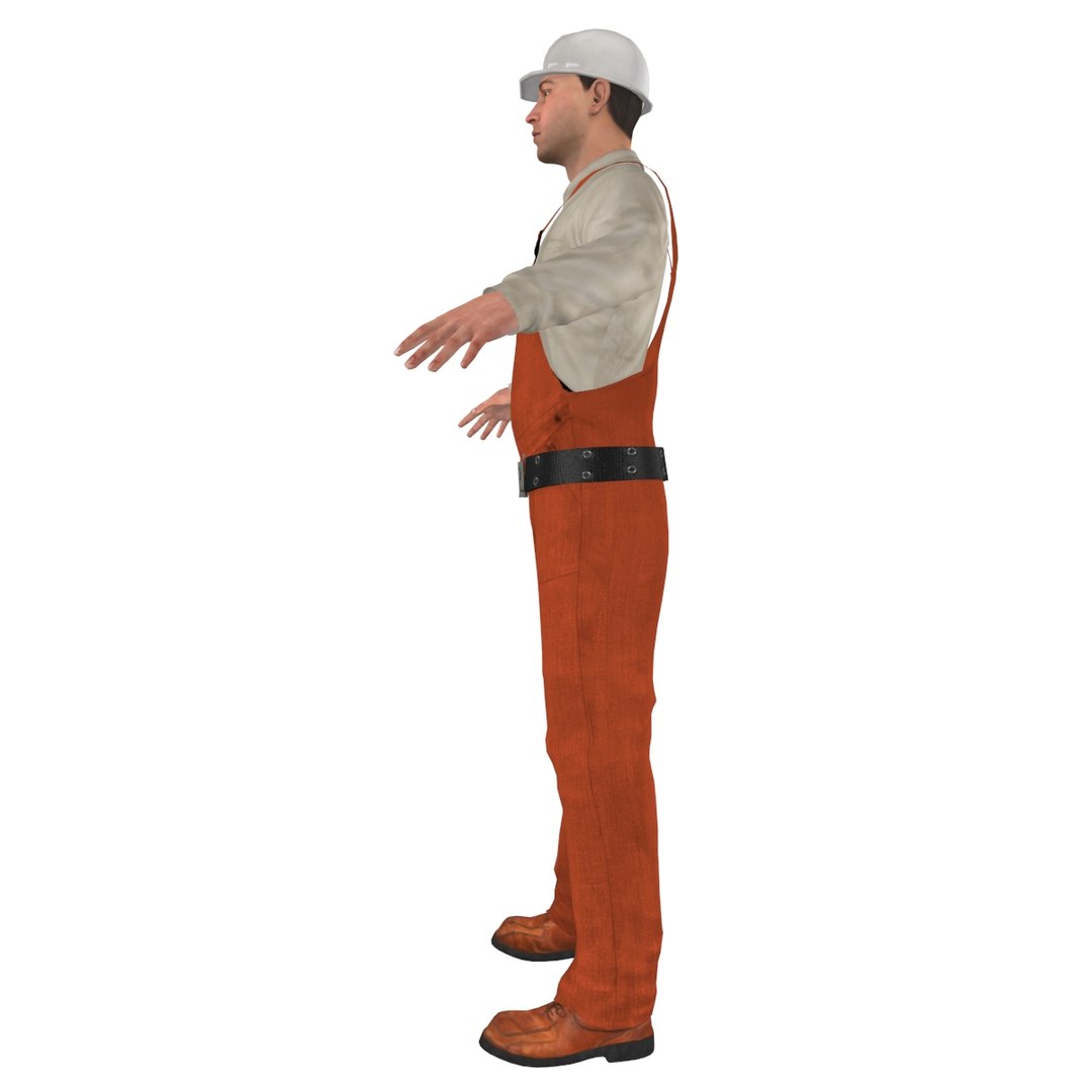 3d rigged worker man