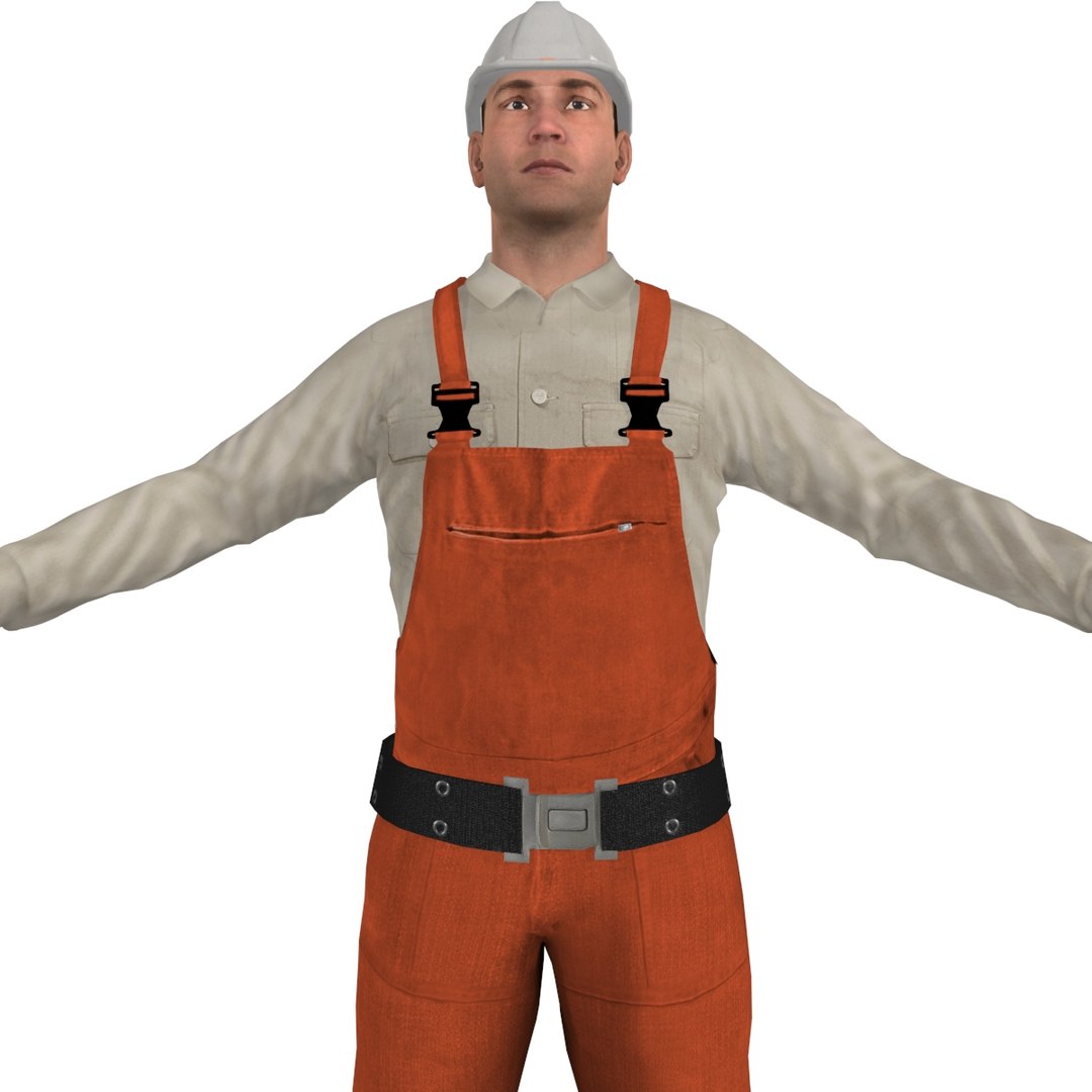 3d rigged worker man