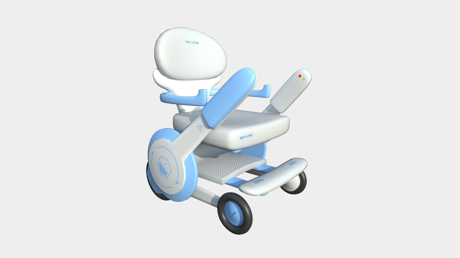 Tech Wheelchair B04 White Blue - Disability Character Design Model ...