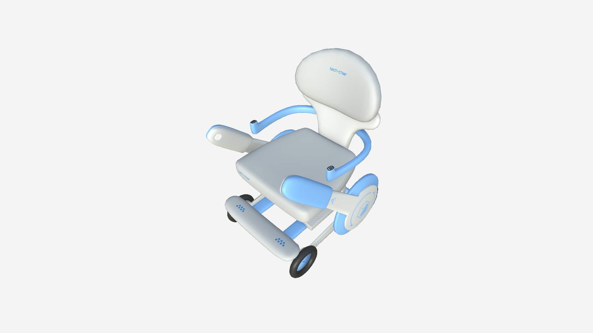 Tech Wheelchair B04 White Blue - Disability Character Design Model ...