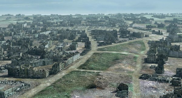 ruined city ww2 warsaw 3d model