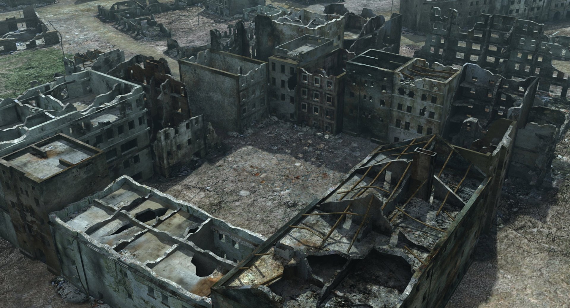 ruined city ww2 warsaw 3d model