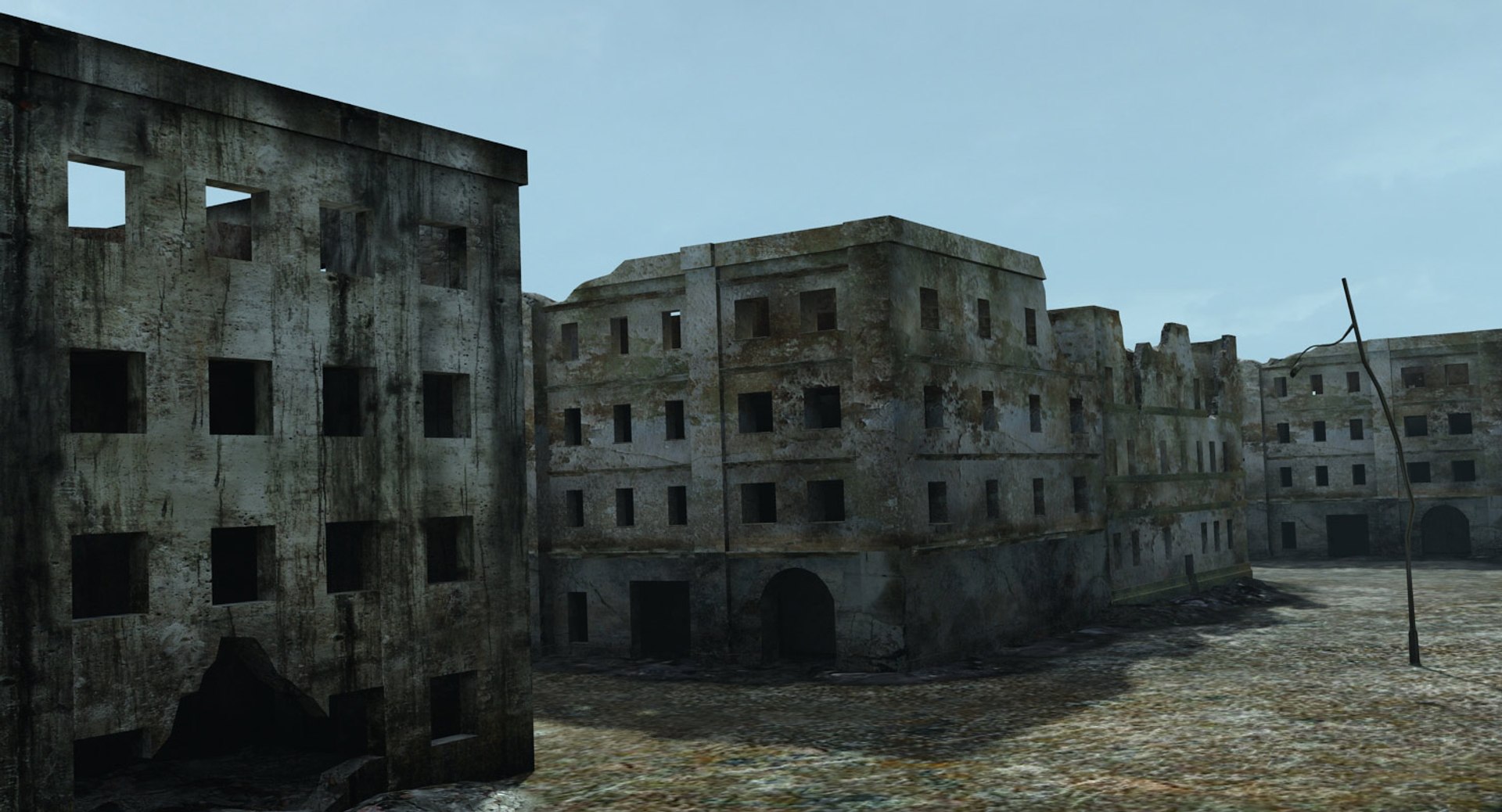 ruined city ww2 warsaw 3d model