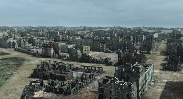 ruined city ww2 warsaw 3d model