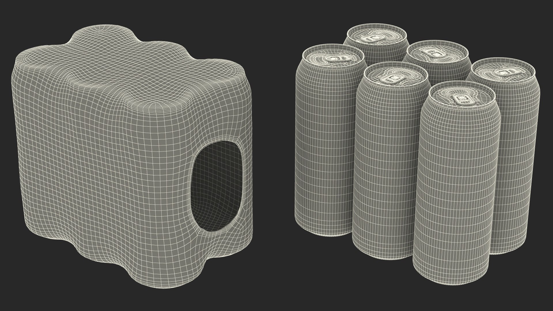 3D 6pcs 500ml Aluminium Can Pack Black - TurboSquid 2154208