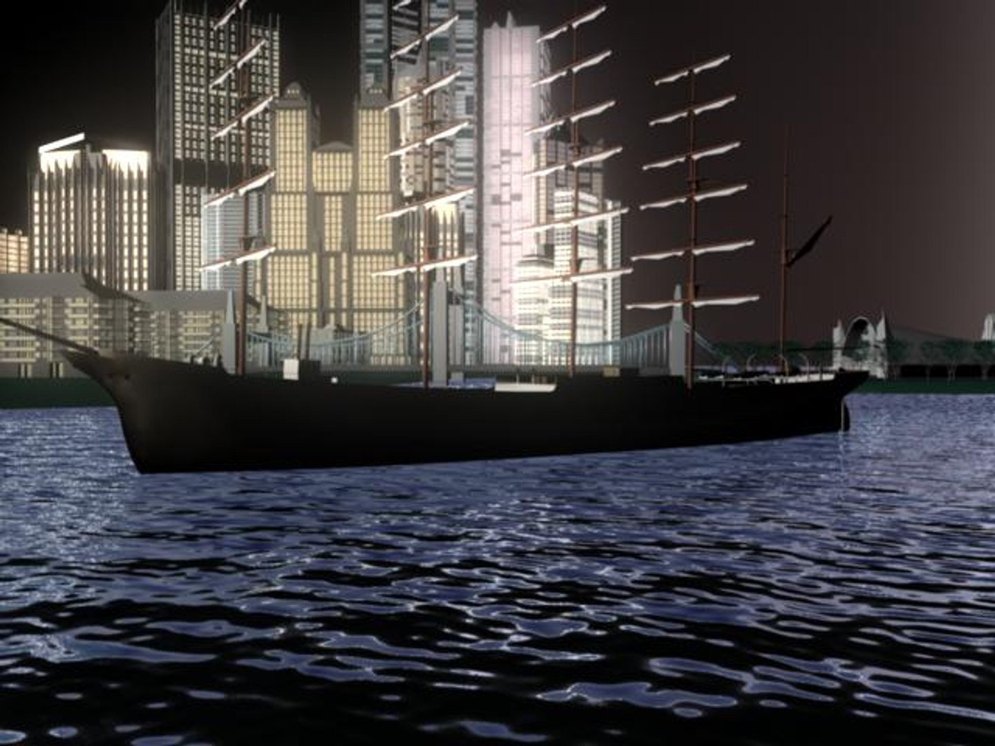 3d Model Resort Island Skyscrapers