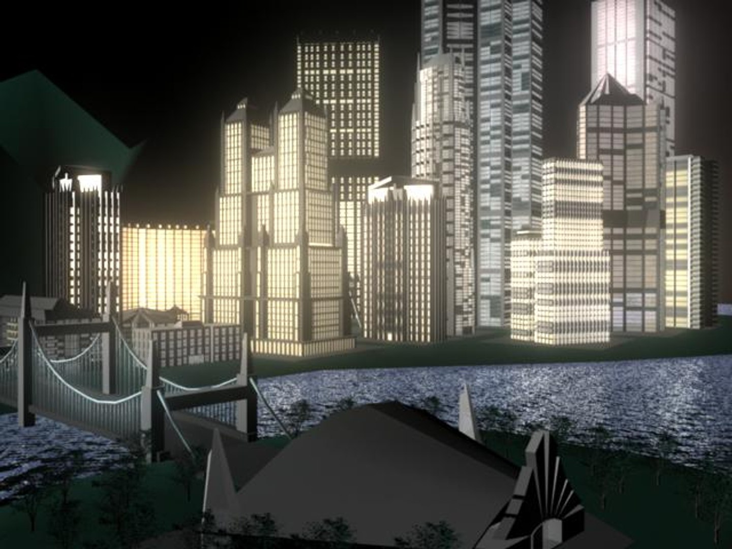 3d Model Resort Island Skyscrapers