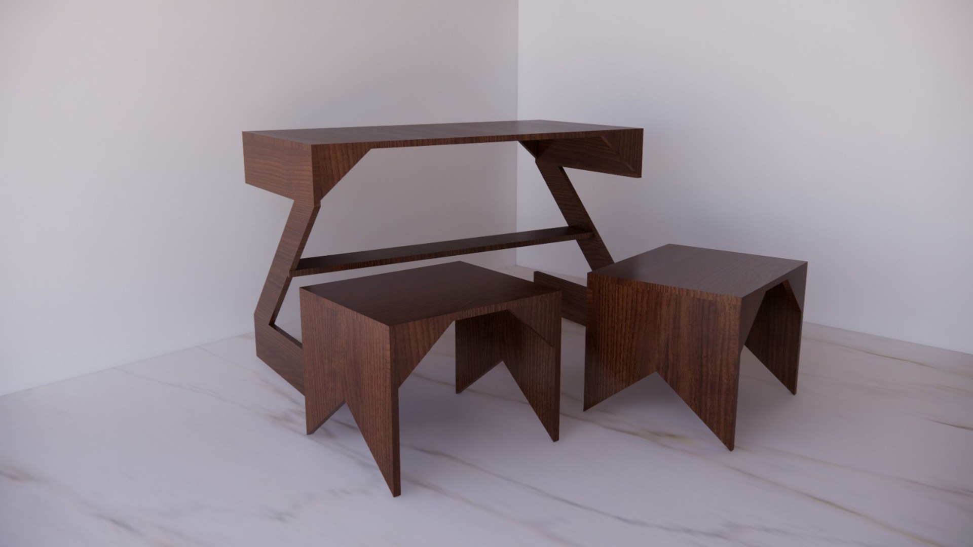 Z Shaped Modern Chic Table 3D - TurboSquid 2144126