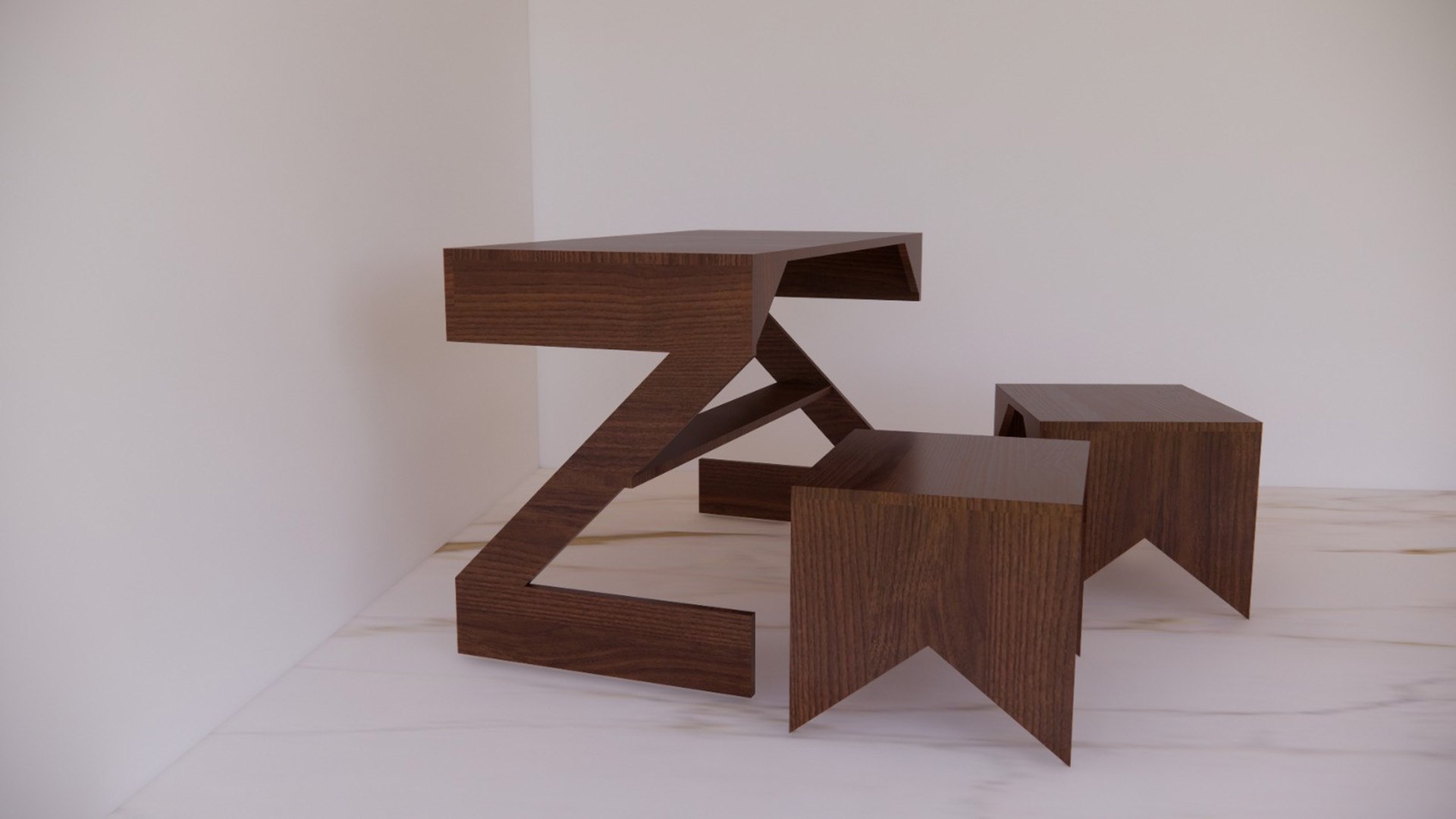 Z Shaped Modern Chic Table 3D - TurboSquid 2144126