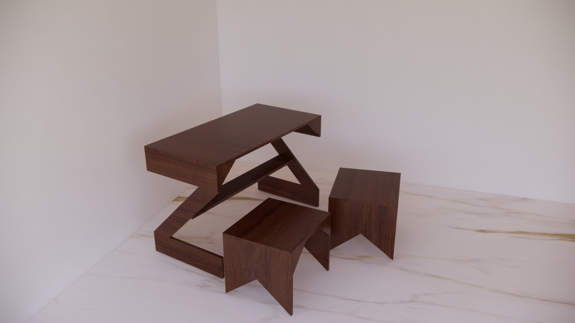 Z Shaped Modern Chic Table 3D - TurboSquid 2144126