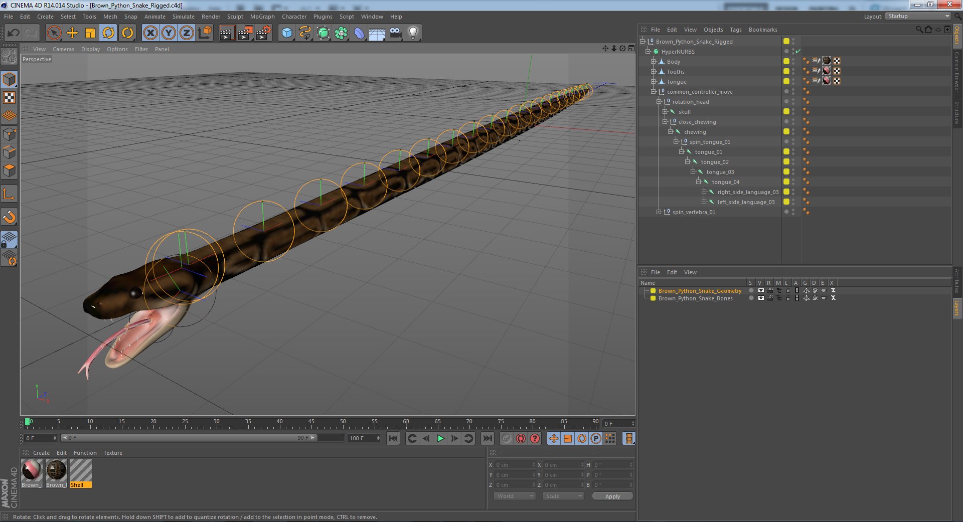Brown python snake rigged 3D model - TurboSquid 1434024