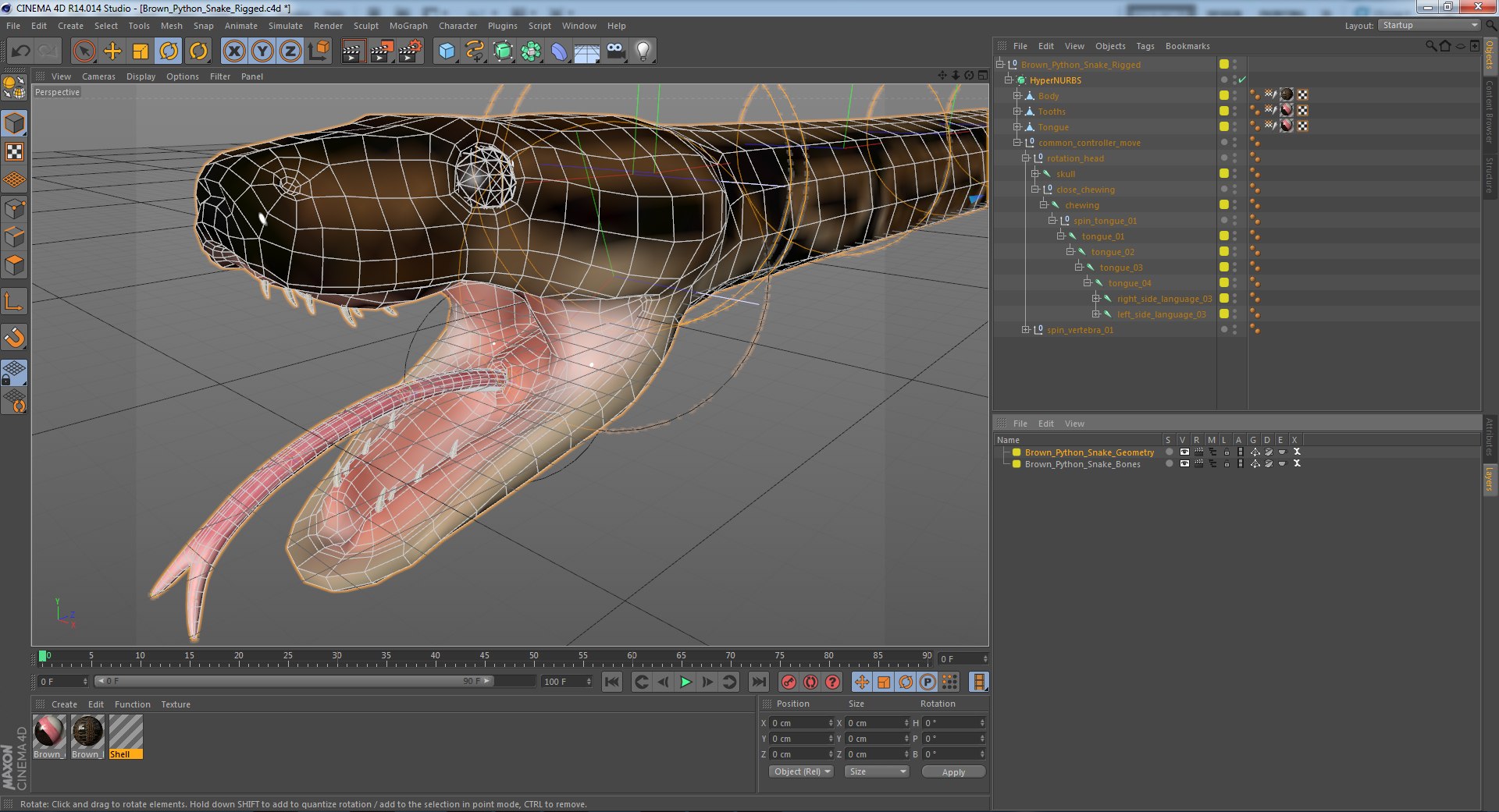 Brown python snake rigged 3D model - TurboSquid 1434024