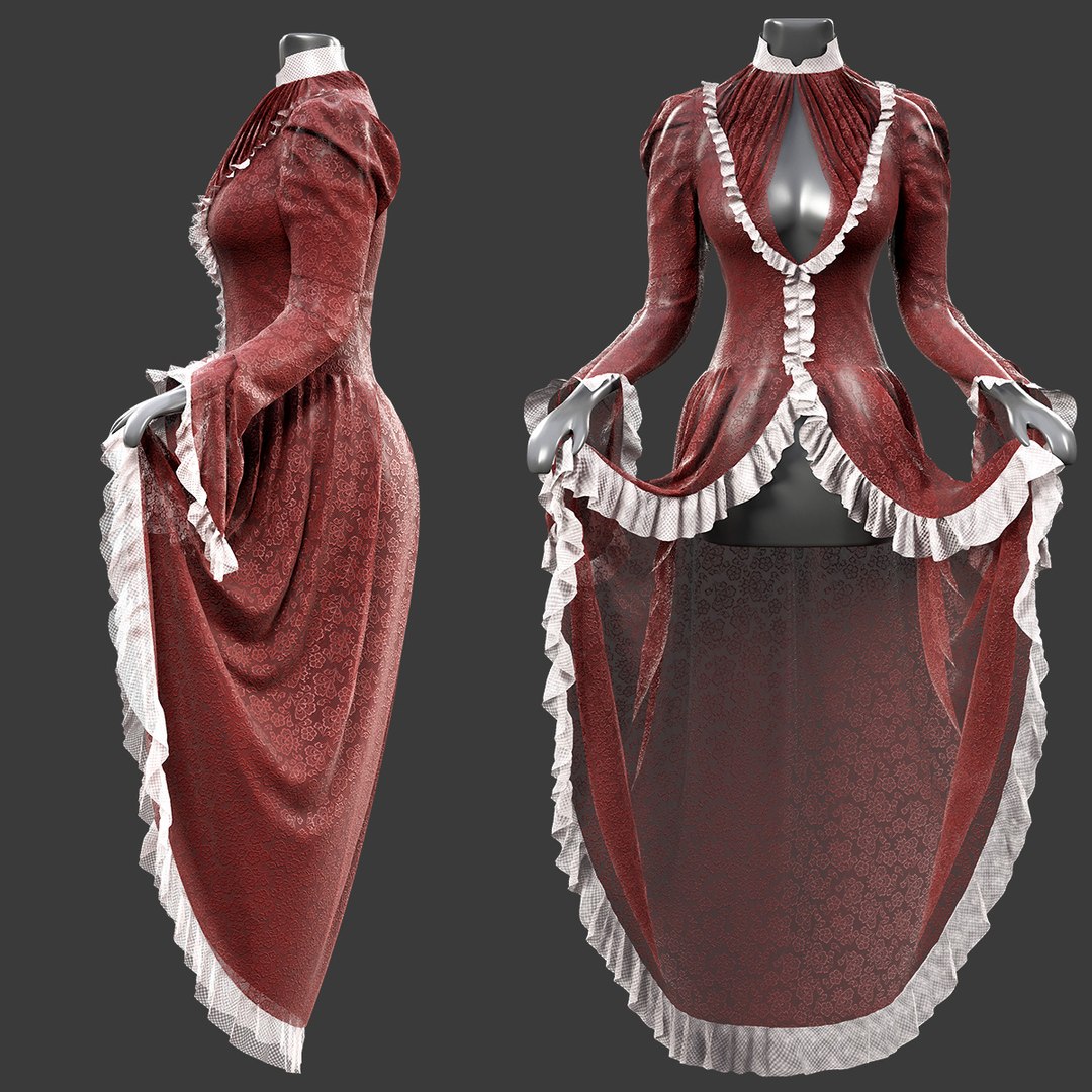 3D Model Vintage Lace Dress - TurboSquid 1906730