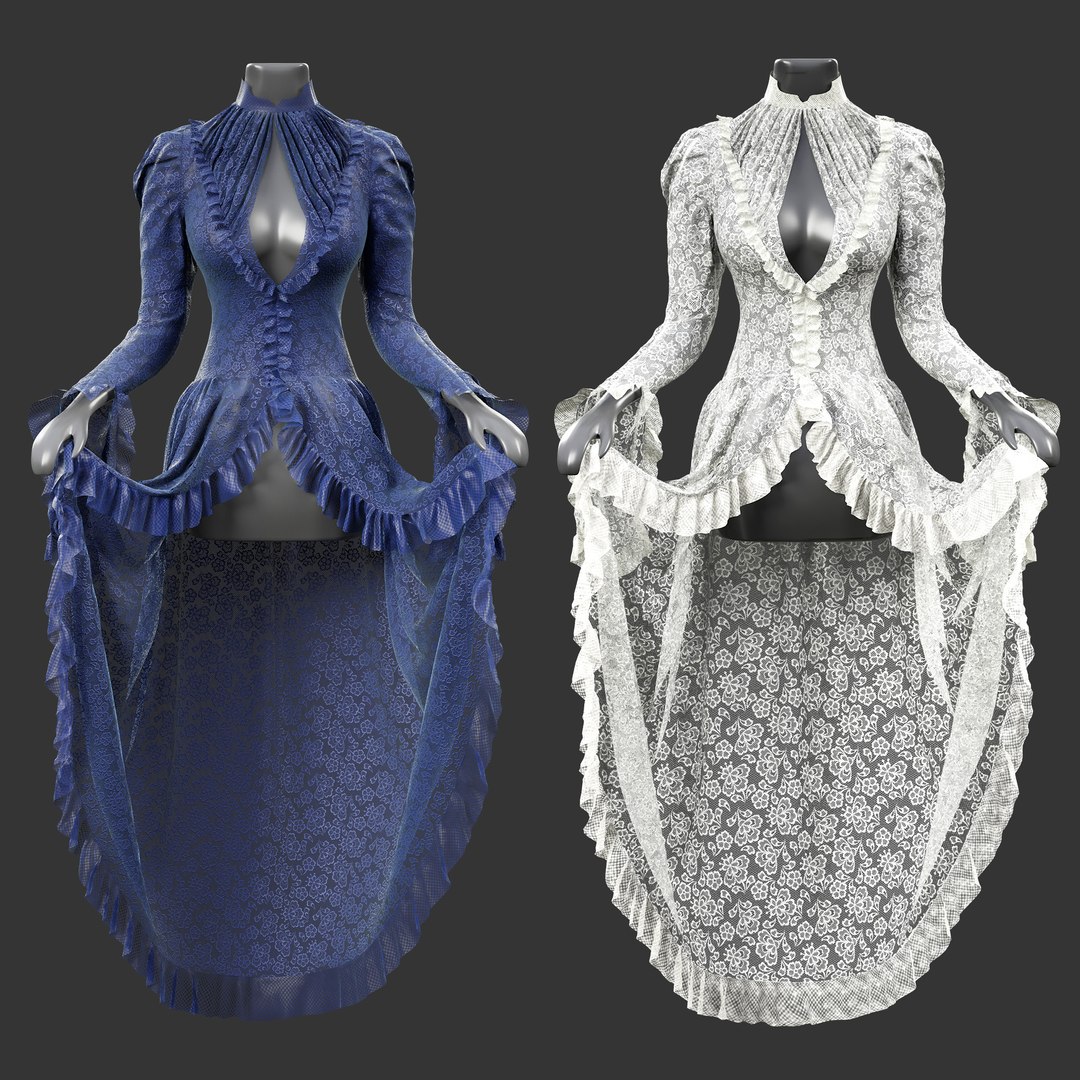 3D Model Vintage Lace Dress - TurboSquid 1906730