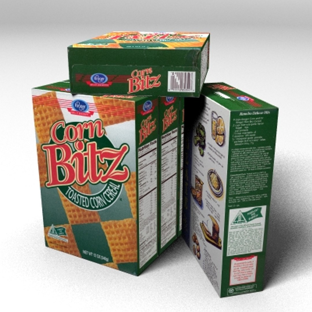3d Corn Bitz Cereal Box Model