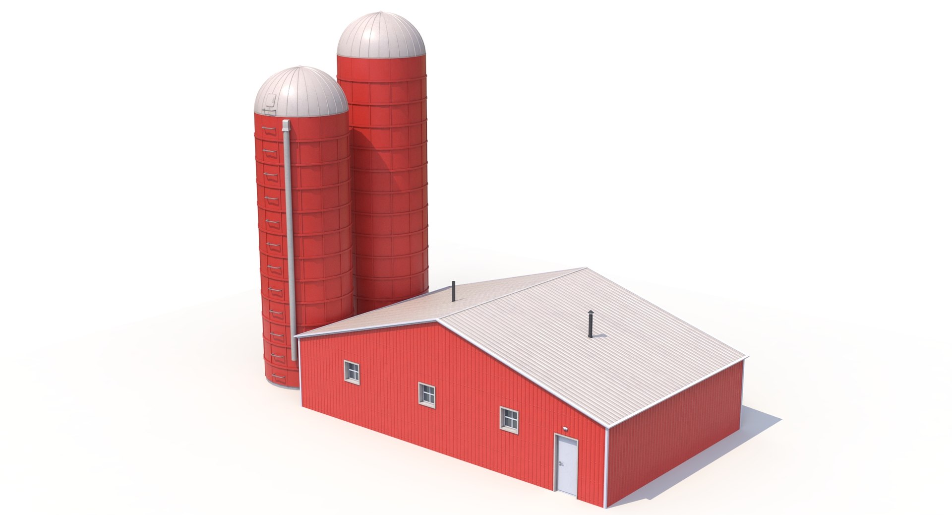 3D Model 4 PBR Red Farm Buildings Collection - TurboSquid 2473345