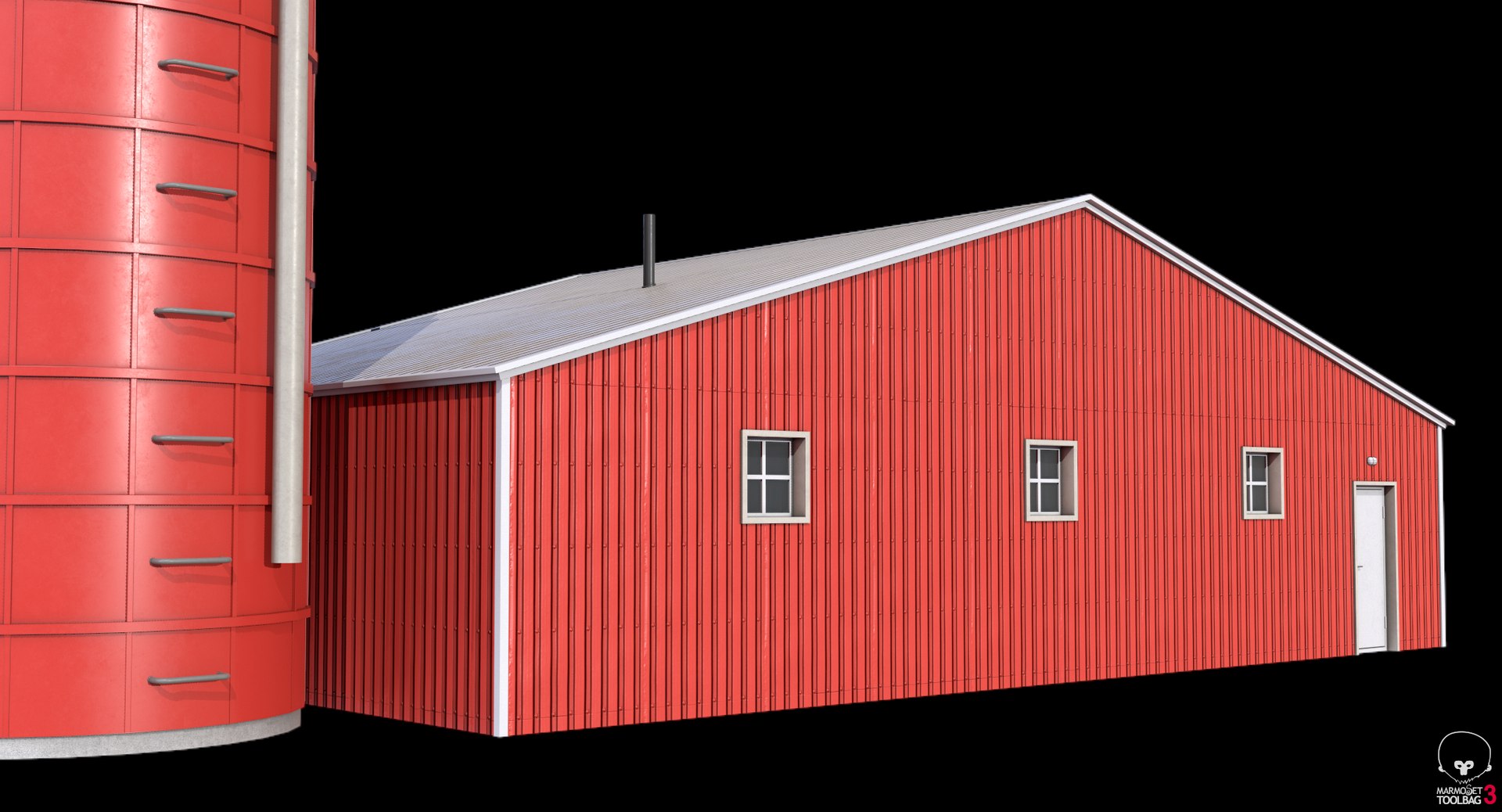 3D Model 4 PBR Red Farm Buildings Collection - TurboSquid 2473345