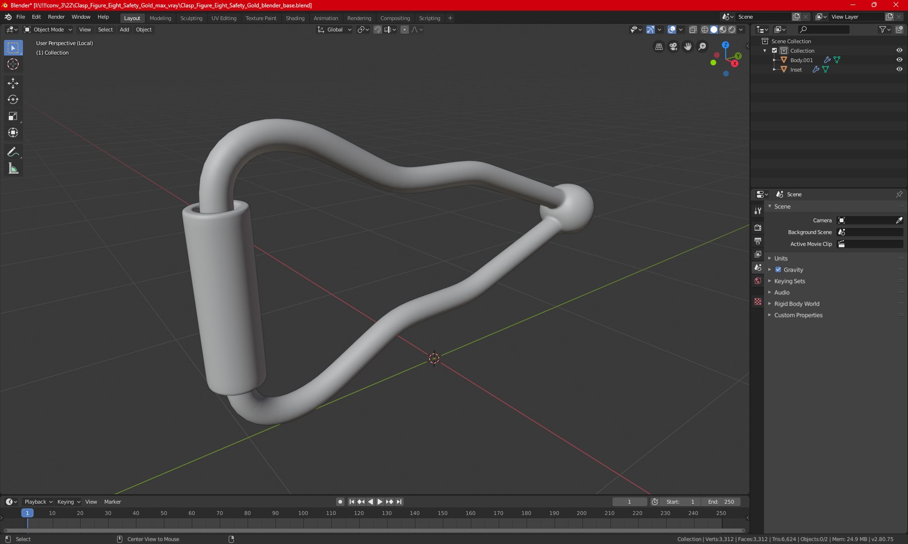 Clasp Figure Eight Safety Gold 3D Model - TurboSquid 2121868