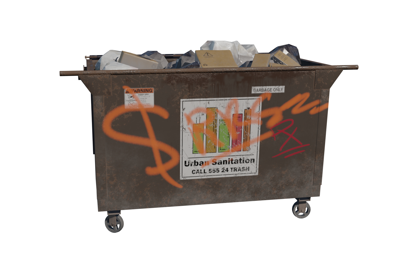 3D Model American Alley Dumpster Set - TurboSquid 2312948