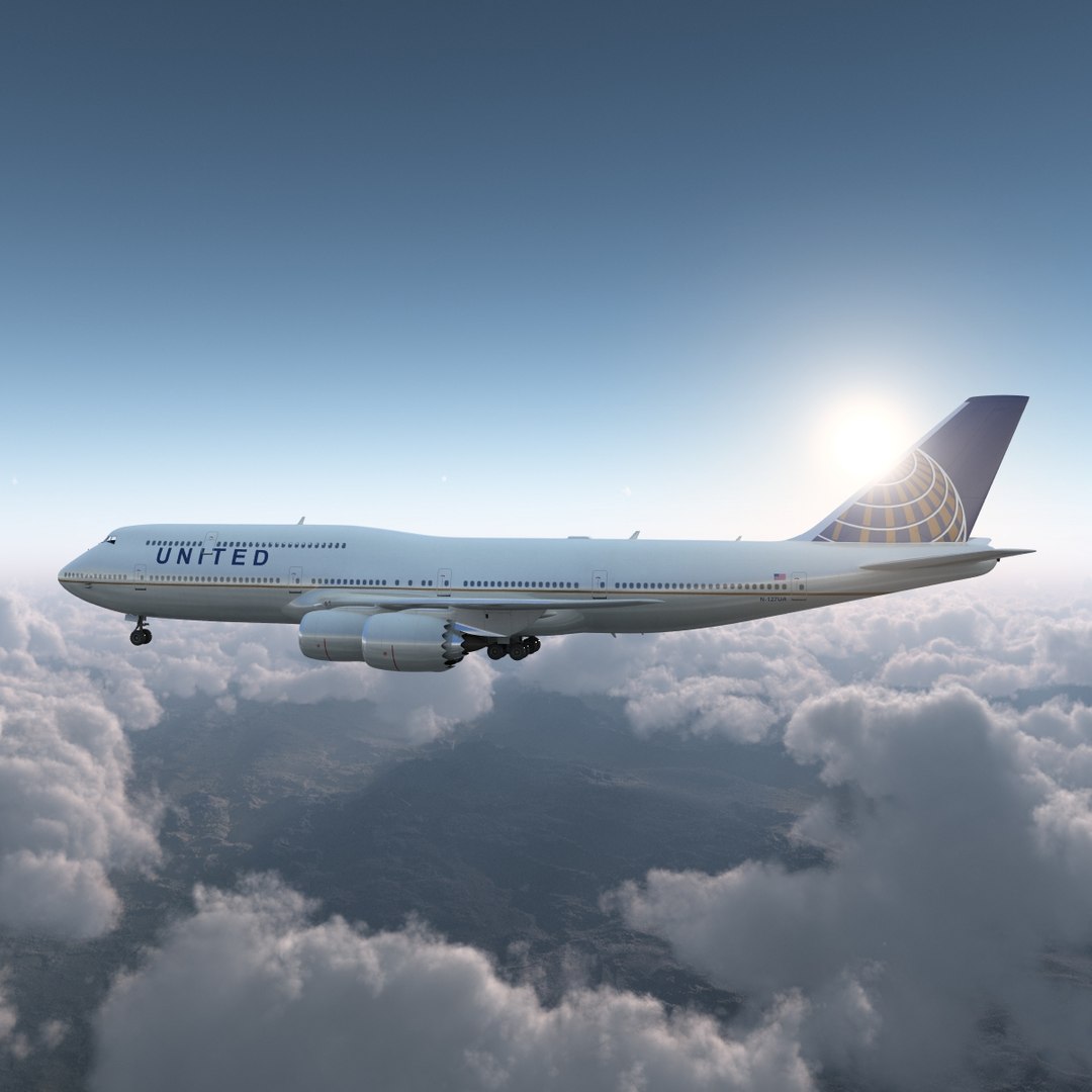 3d boeing 747 8i united
