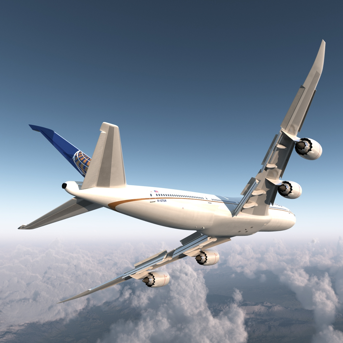 3d boeing 747 8i united